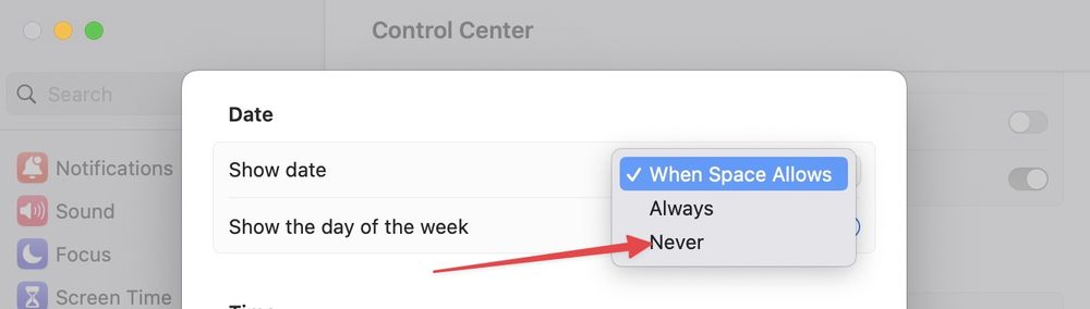 How to Remove Date, Day, and Time from Menu Bar in macOS Ventura
