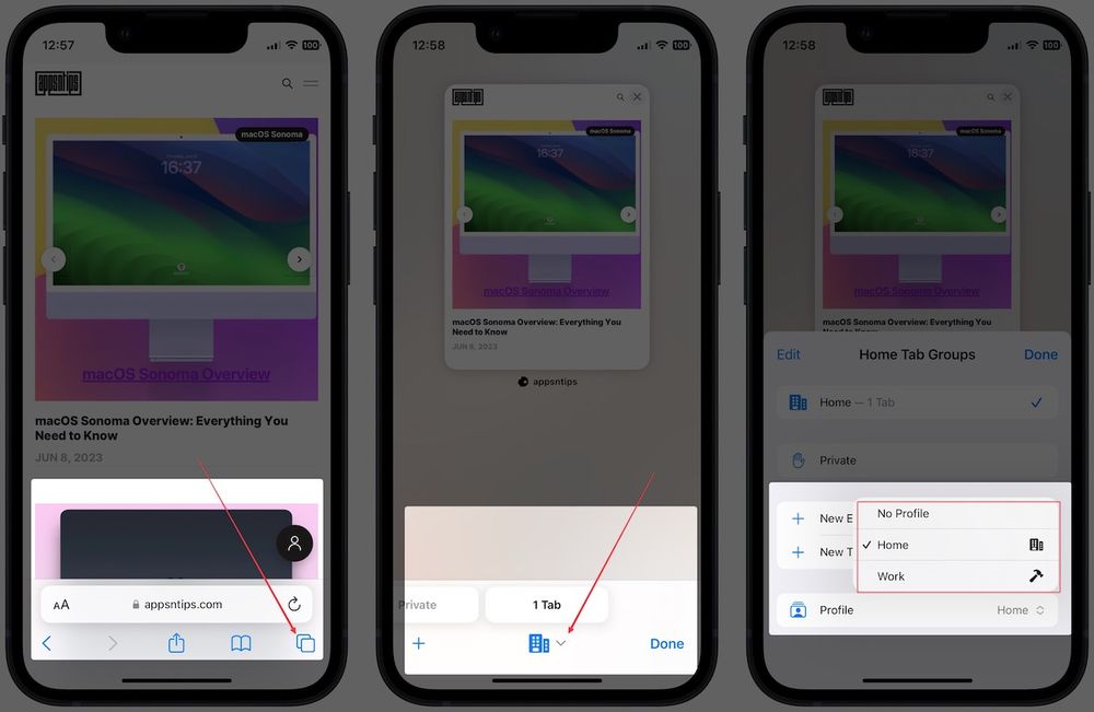 How to Create and Use Profiles in Safari | appsntips